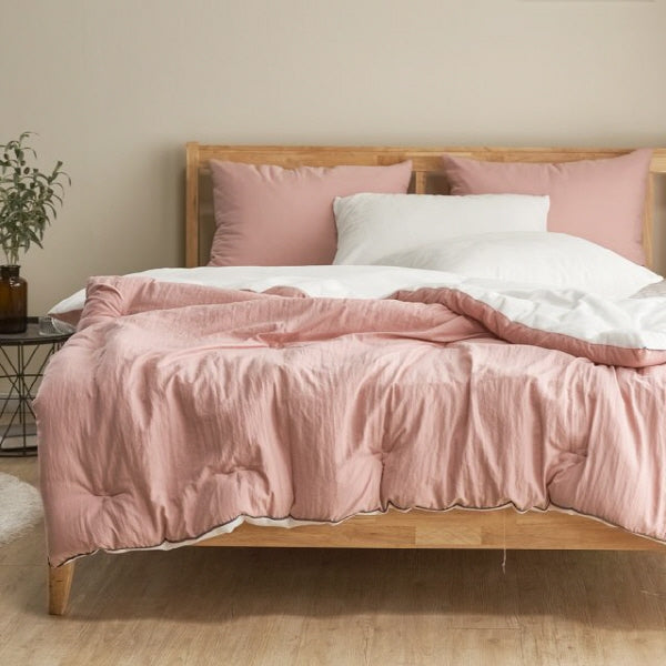 마카롱 마이크로화이바 겨울 차렵 세트 - 파우더핑크 Q – hanpoom